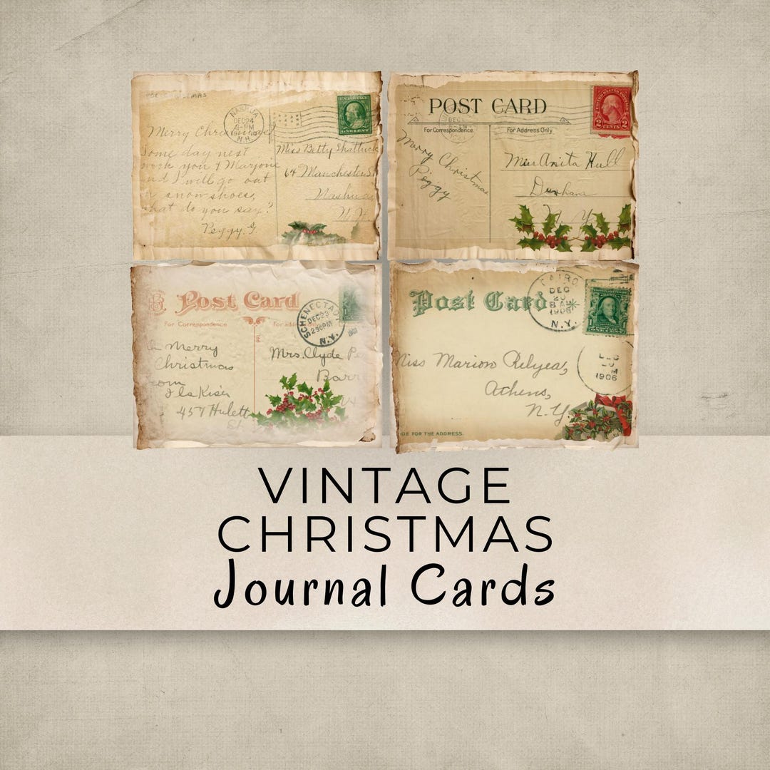 Vintage Christmas Journaling Cards - Printable Scrapbook Holiday ...