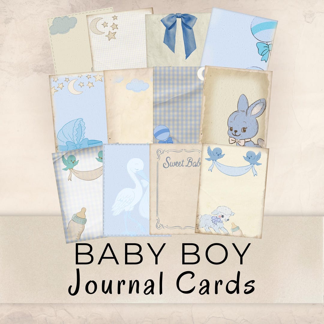 Baby Boy Printable Journal Cards - Milestone Ephemera for Memory Book ...