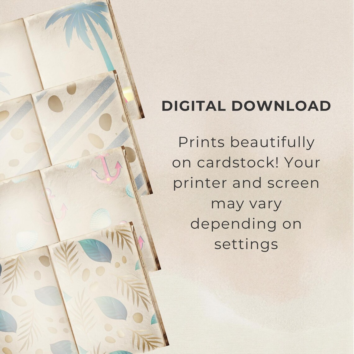 Tropical Sandy Beach Printable Journaling Papers - Summer Scrapbook ...