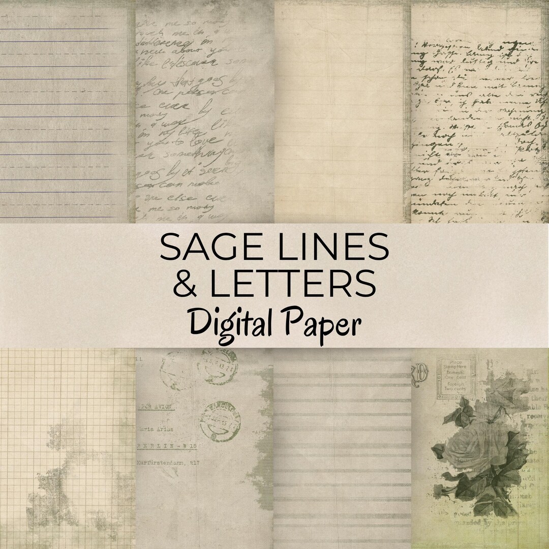 Sage Old Letters and Lines Junk Journal Paper - Printable Vintage ...
