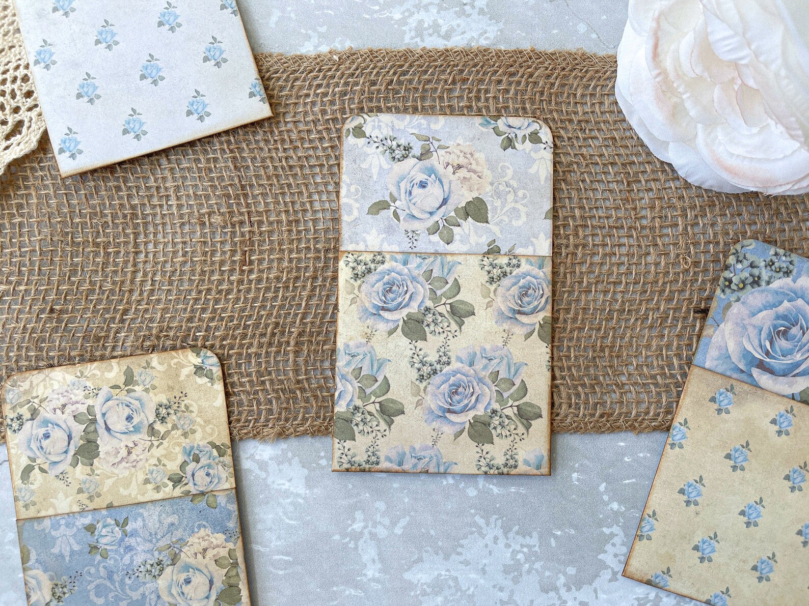 Shabby Rose Library Pockets and Journaling Card Set Country - Etsy