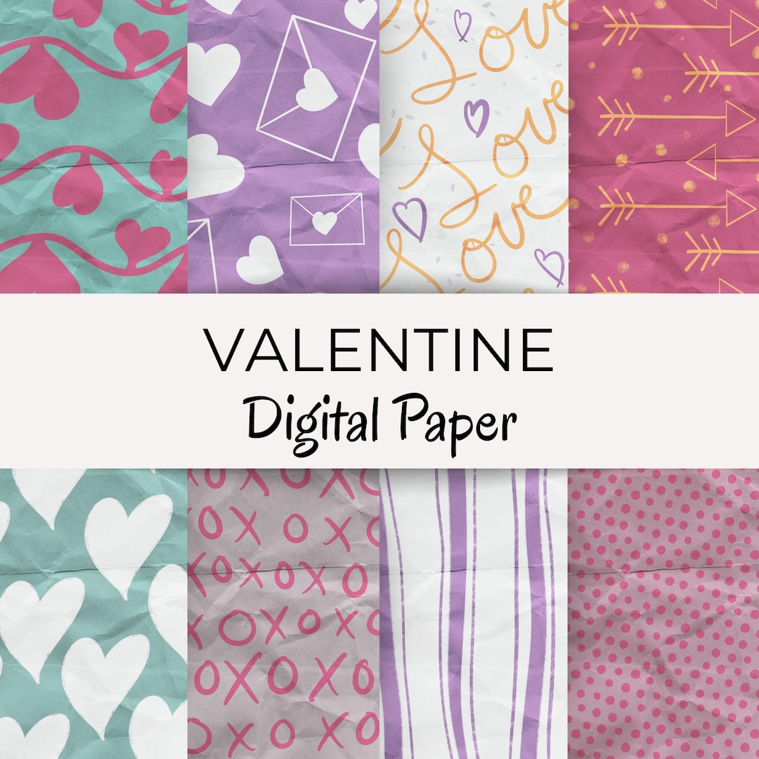 Pink Hearts Digital Download - Sage Love Scrapbook Pages for ...