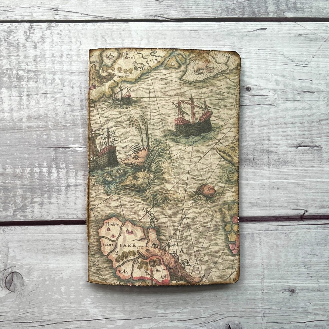 Nautical Sea Creatures Notebook With Tea Stained Paper - Vintage Ocean ...