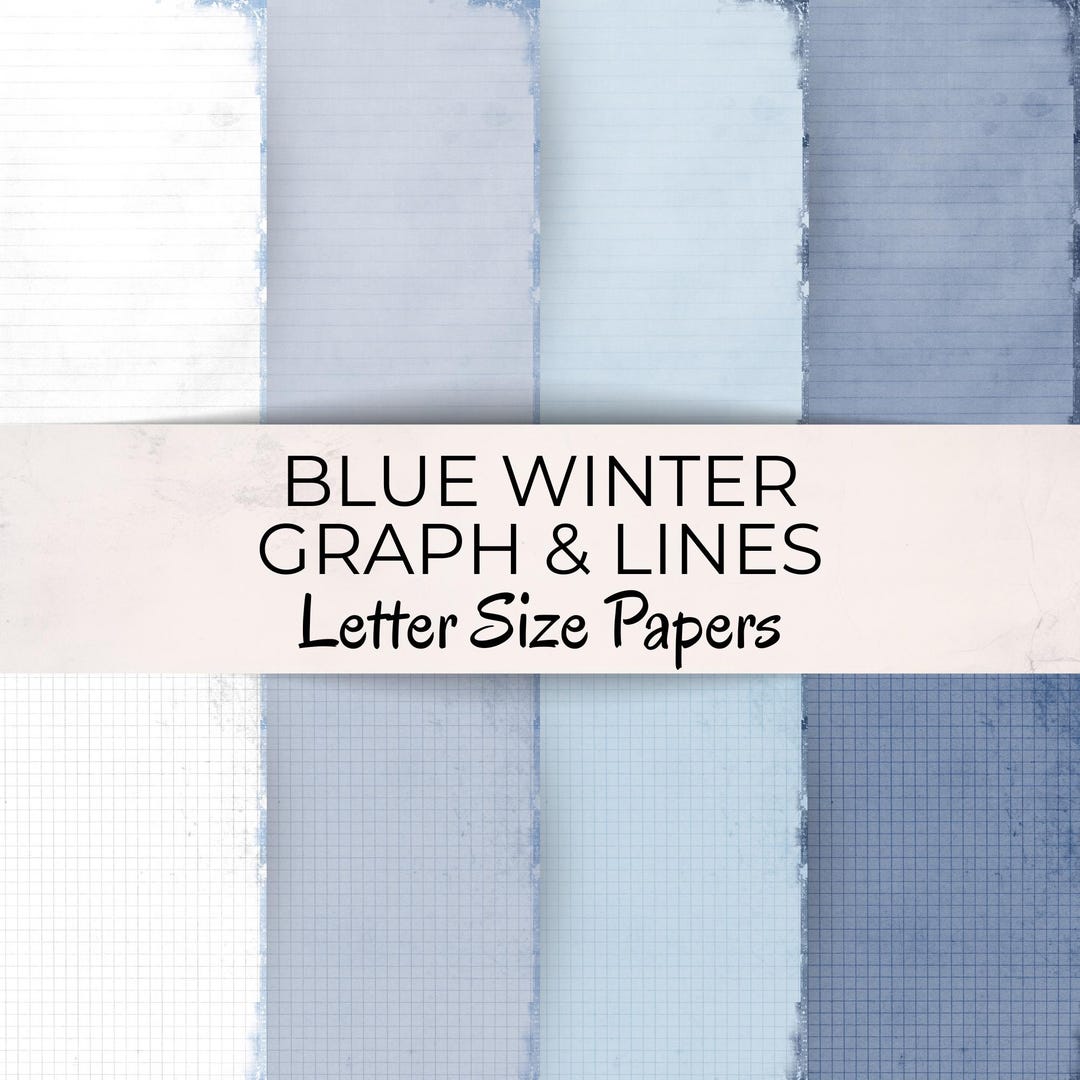 Wintry Graph and Lines Digital Paper Pack - Blue and Gray Scrapbook ...