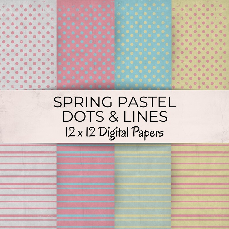 Pastel Dots and Lines Digital Scrapbook Paper - Spring Junk Journal ...