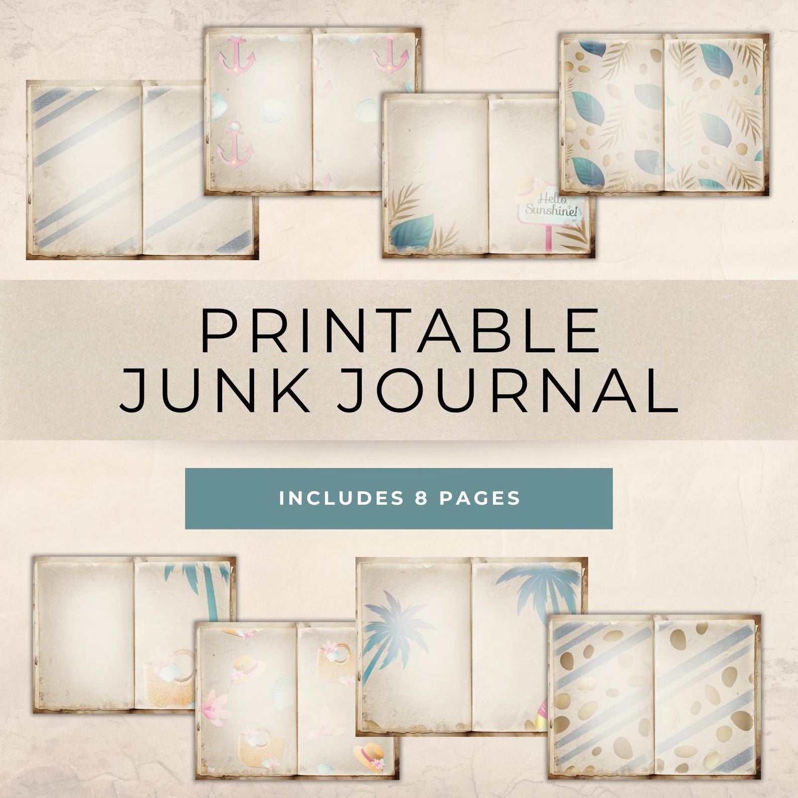 Tropical Sandy Beach Printable Journaling Papers - Summer Scrapbook ...