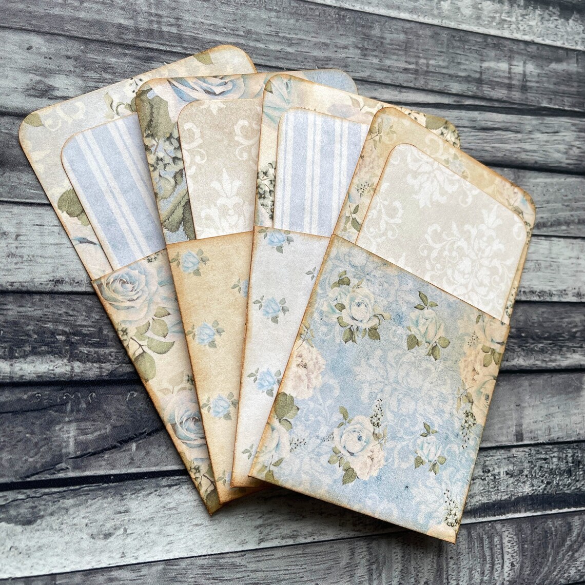 Shabby Rose Library Pockets and Journaling Card Set Country | Etsy