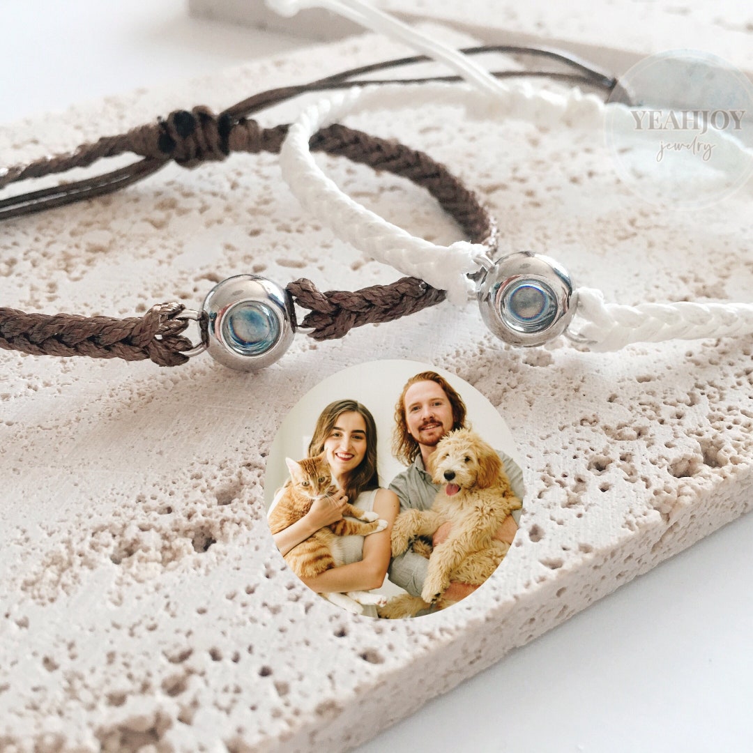 Personalised Photo Projection Couple Charm Bracelet ,anniversary Gift ...
