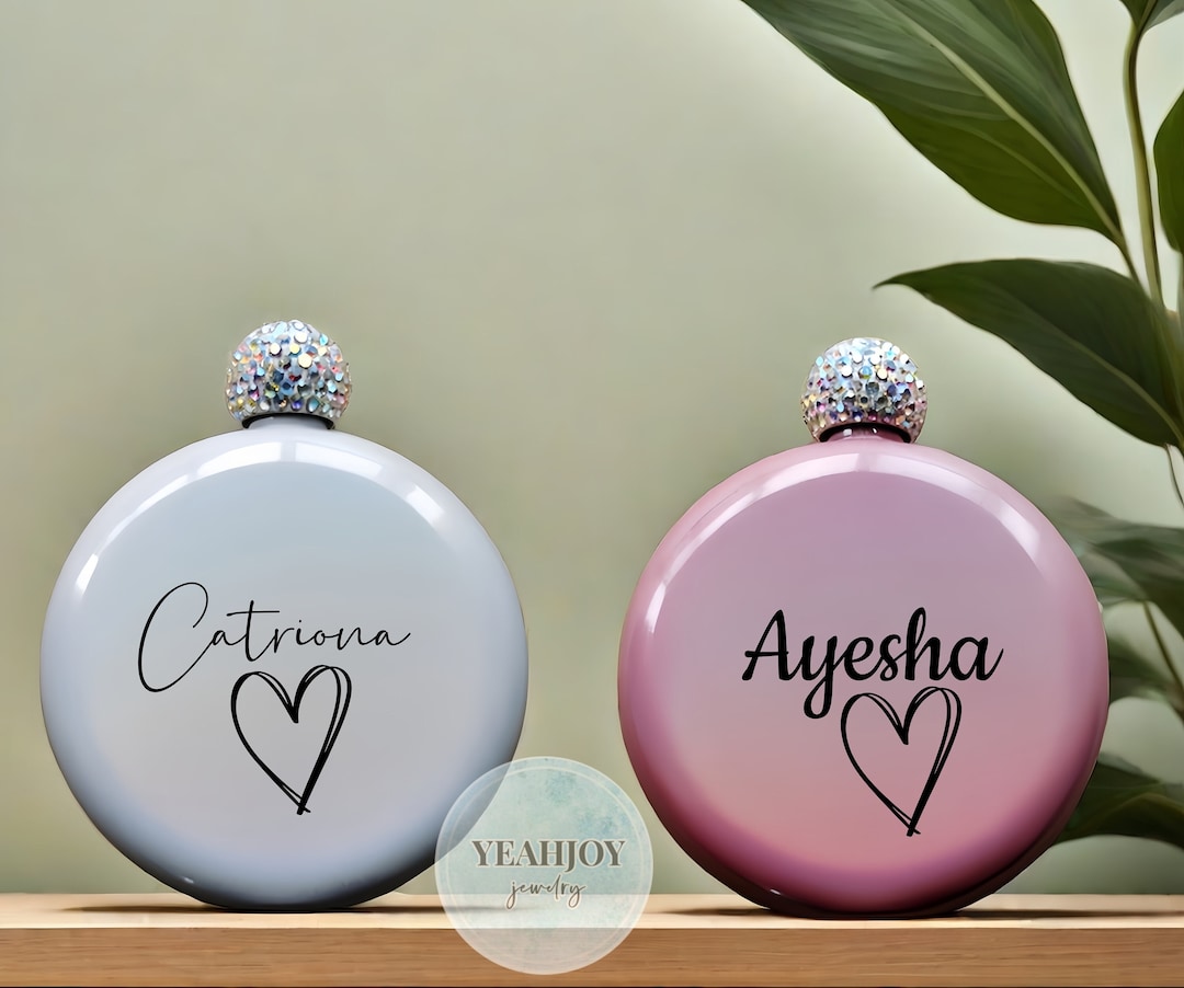 Personalized Engraved Name Flask , Round Flasks ,flask for Bachelorette ...