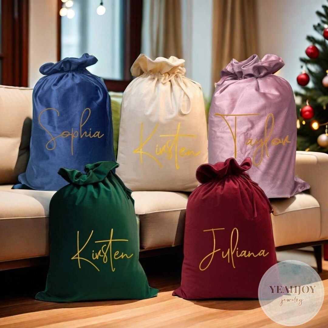 Personalized Velvet Santa Sack, Custom Name Christmas Gift Bag - Etsy