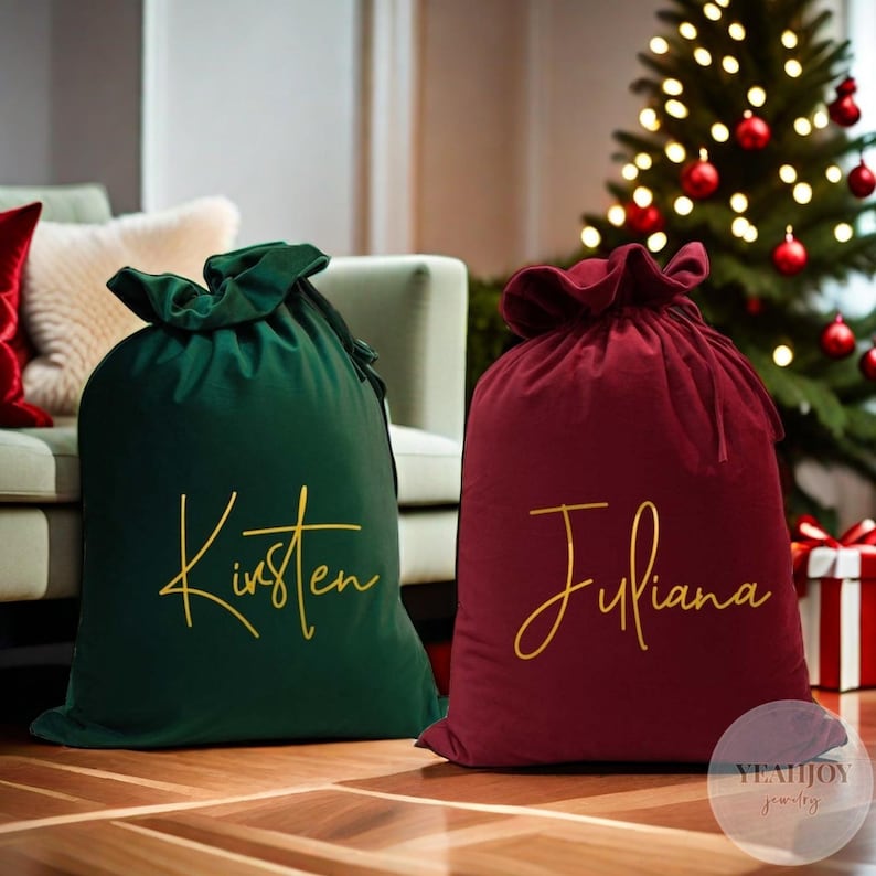 Personalized Velvet Santa Sack: Large Christmas Gift Bag - Etsy