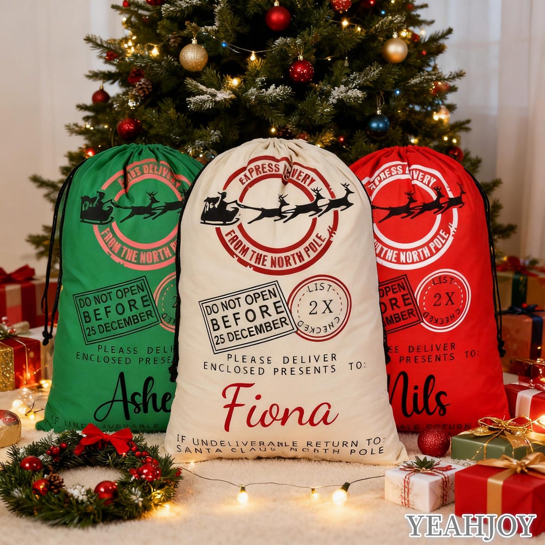 Custom Jumbo Canvas Santa Sack, Personalized Christmas Gift Bag - Etsy
