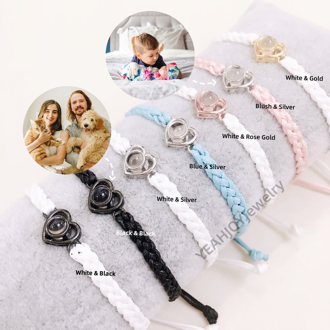 Personalised Photo Projection Couple Charm Bracelet ,anniversary Gift ...