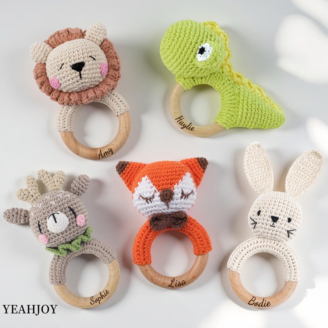 Personalized Toy Rattle With Name, Baby Shower & Newborn Gift, Animal ...