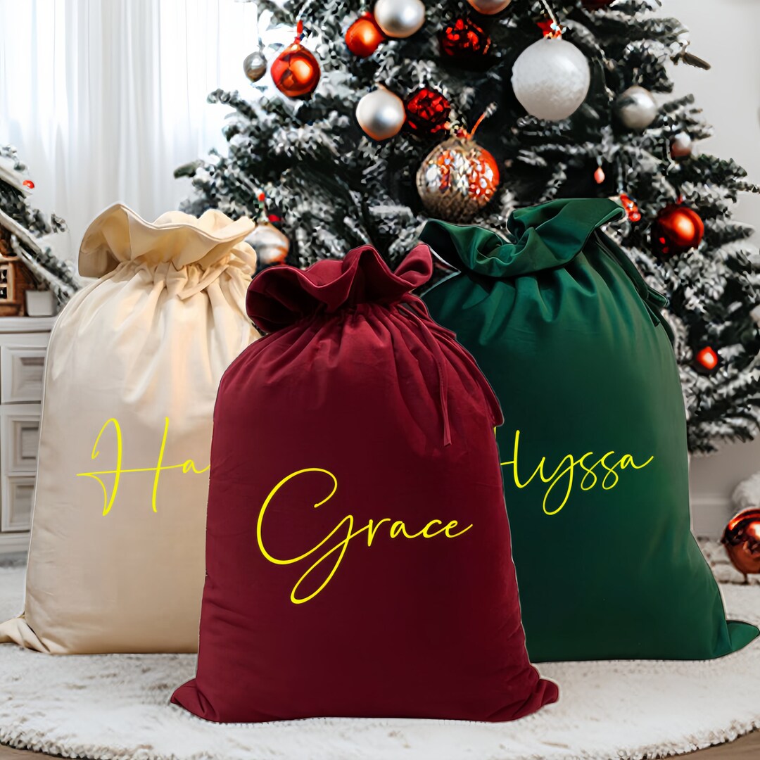Large Santa Sack Bags,velvet Christmas Sack With Name,personalized ...