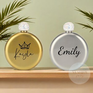 Personalized Engraved Name Flask , Round Flasks ,flask for Bachelorette ...
