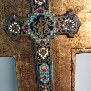French Cloisonne Enamel Cross Old Gold Leaf Catholic Blesing - Etsy