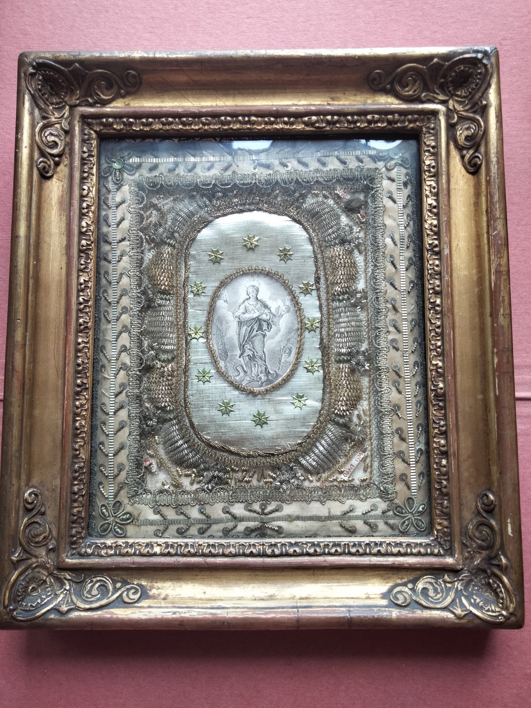 Relicario Antiguo /antiguo Relicario Con Grabado De La Virgen ...