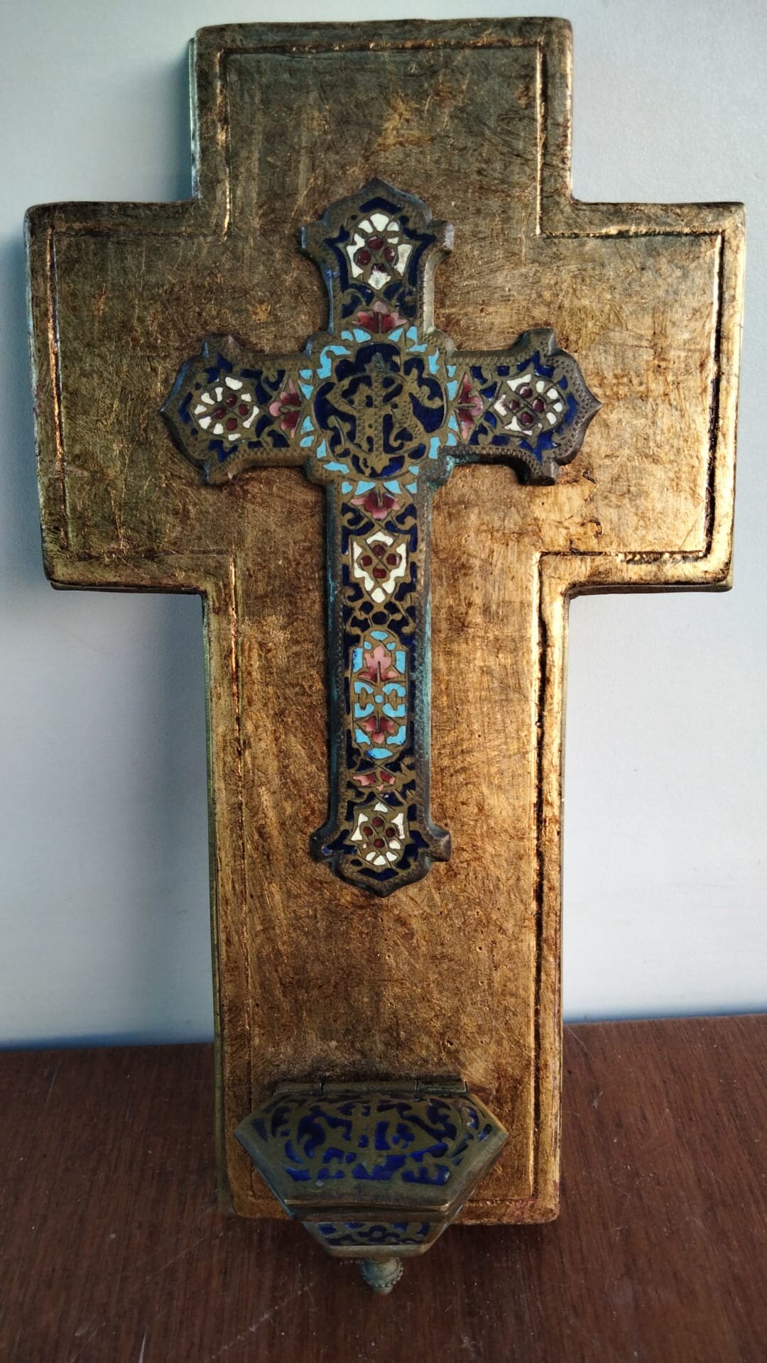 French Cloisonne Enamel Cross Old Gold Leaf Catholic Blesing - Etsy