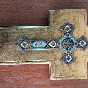 French Cloisonne Enamel Cross Old Gold Leaf Catholic Blesing - Etsy