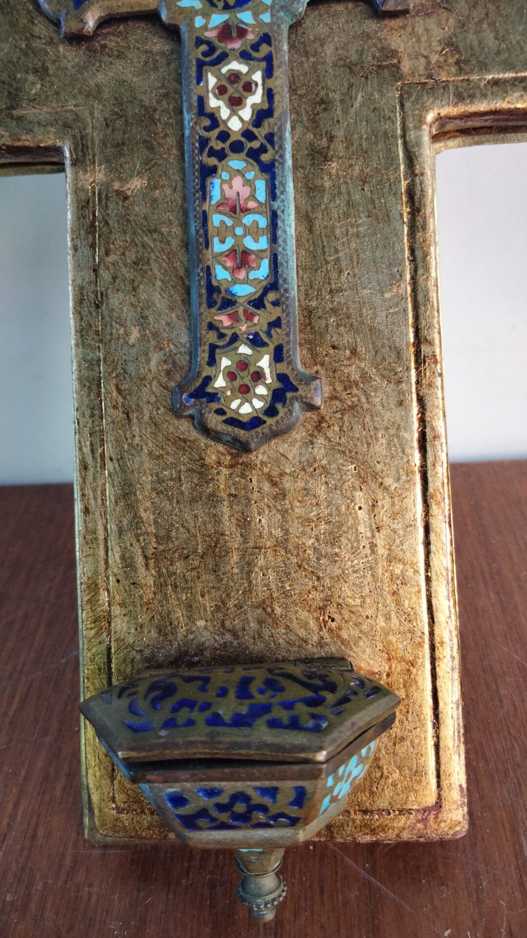 French Cloisonne Enamel Cross Old Gold Leaf Catholic Blesing - Etsy