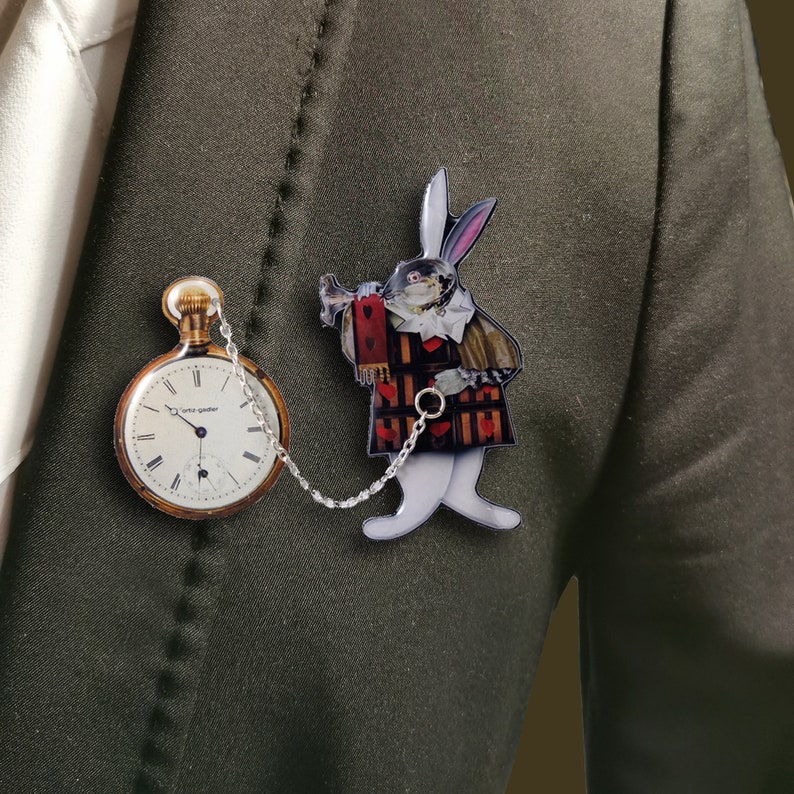 White Rabbit Brooch: Upcycled Paper Collage Pin, Handmade in Italy - Etsy