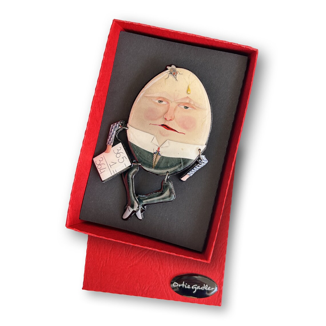 Humpty Dumpty Brooch With Dangling Limbs Made in Resin and Paper From ...