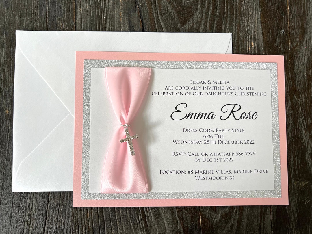 Pink First Holy Communion Invitation - Etsy