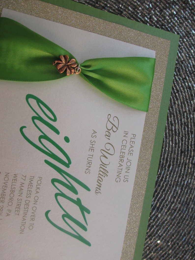 Irish Themed Birthday Invite Shamrock Four Leaf Clover - Etsy