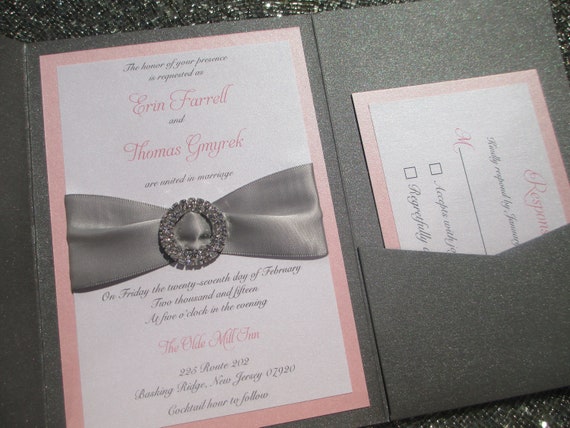 Pink and Grey Wedding Invitation - Etsy