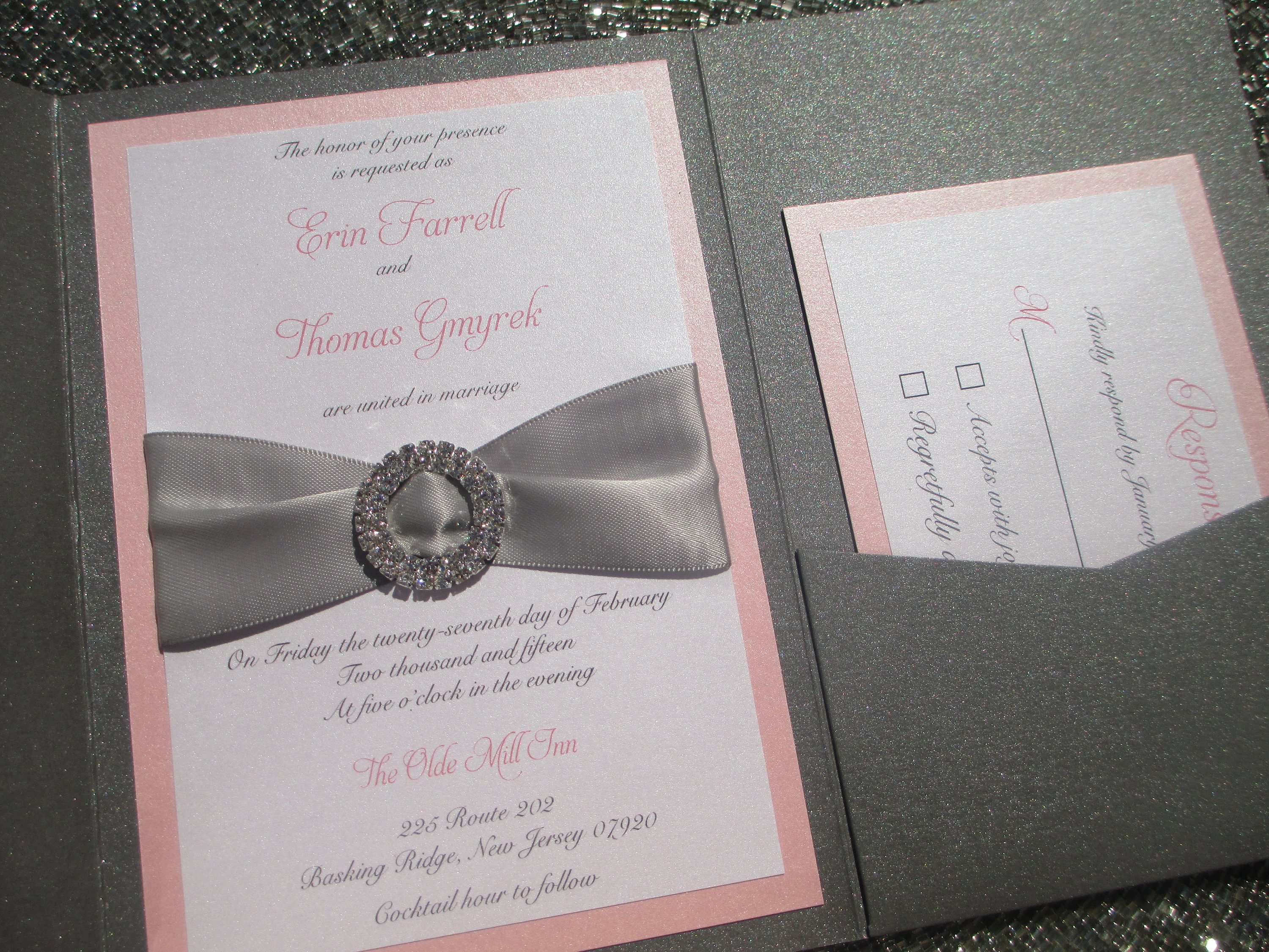 Hot Pink and Gray Wedding Invitations - Etsy