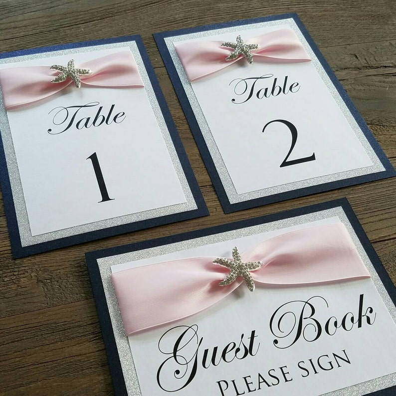Starfish Glitter Table Numbers Destination Wedding Under the - Etsy