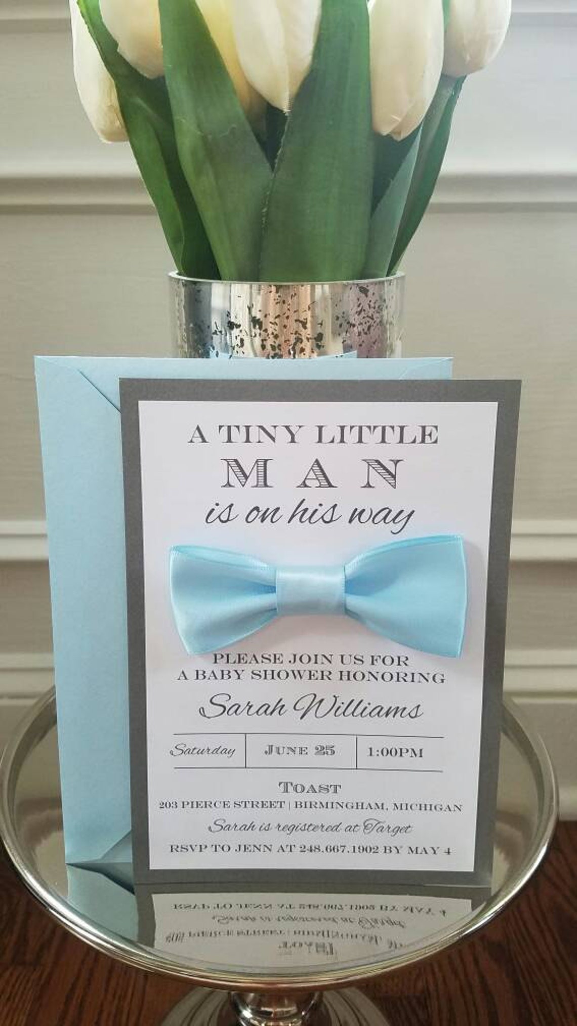 Handmade Baby Shower Invitation Boy Baby Shower Invite Blue - Etsy