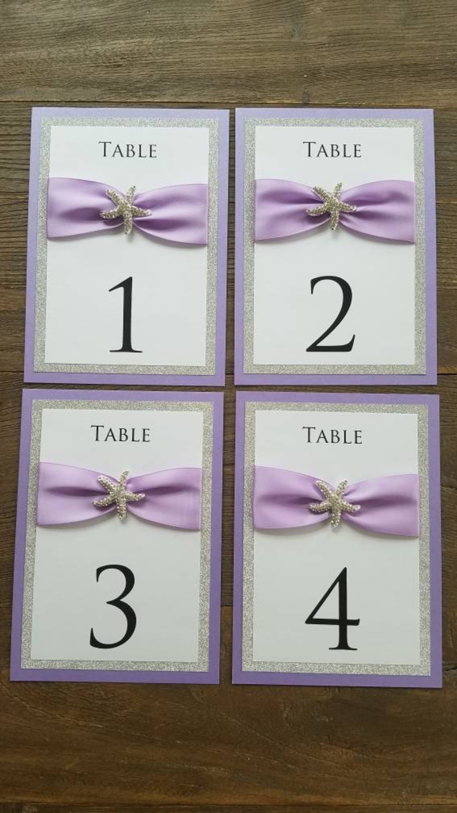 Purple Table Number Starfish Amethyst Glitter Rhinestone - Etsy