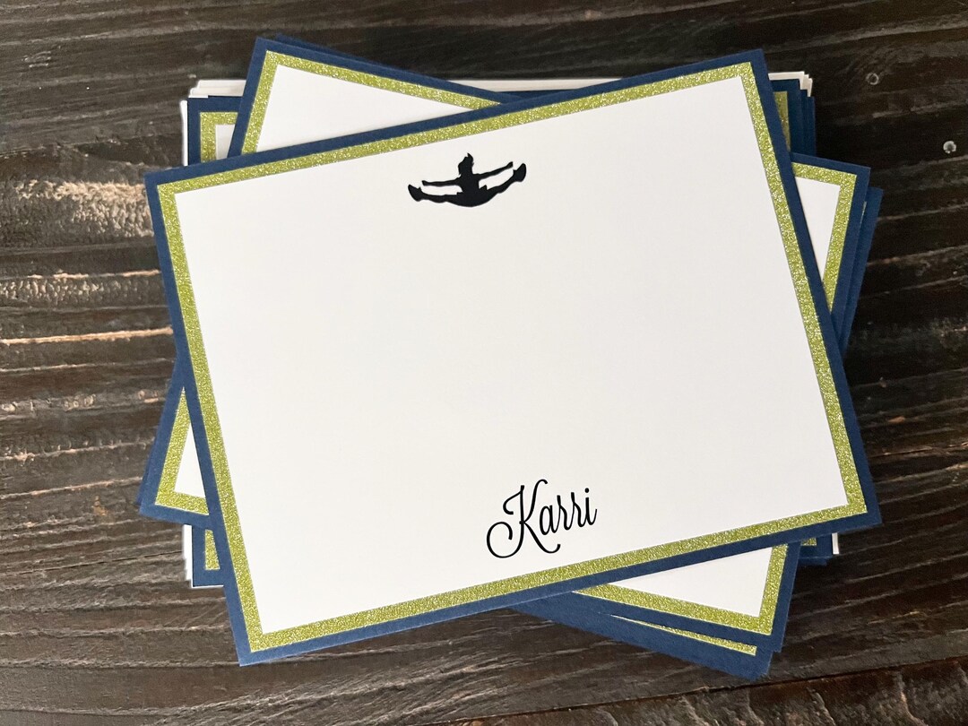 Set of Glittering Cheerleading Note Cards With Shimmering Paper ...