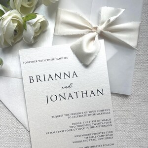 Ivory Wedding Invitation: Shimmer Card Stock With Silk Ribbon - Etsy