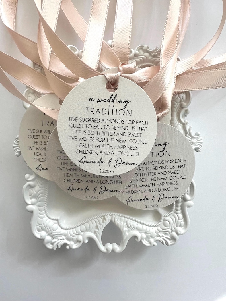 Jordan Almond Wedding Favor Tags With Sage Green Ribbon: Italian ...