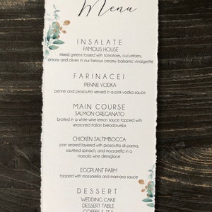 Greenery Wedding Menu | Water Color Dinner Menu | Floral Menu - Etsy