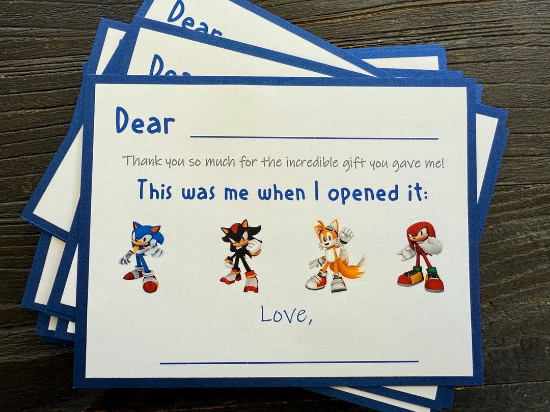 Kids Sonic Stationery Set - Fill-in-the-blank Note Cards, Sonic ...