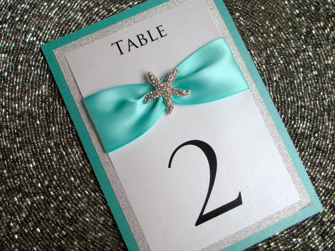 Starfish Glitter Table Number - Etsy