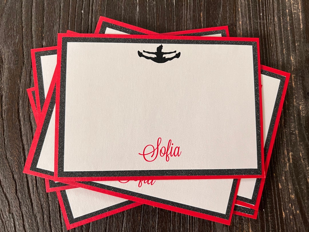 Personalized Cheerleading Note Cards, Cheer Thank You Cards, Cheer ...