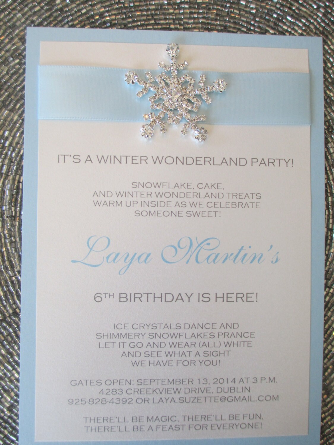 Baby Blue Winter Snowflake Invitation | Etsy