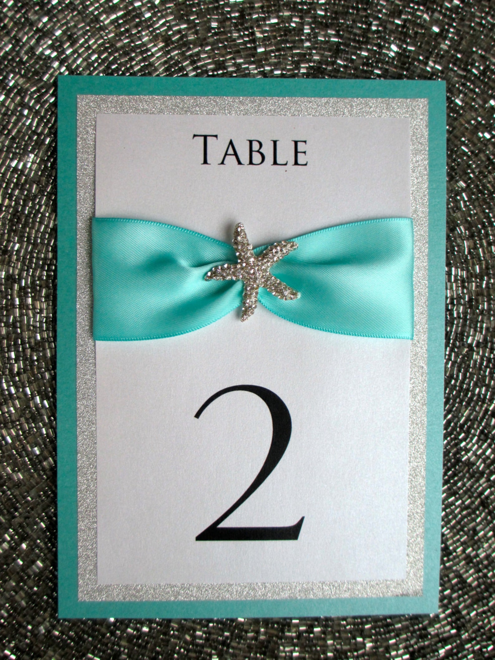 Starfish Glitter Table Number - Etsy