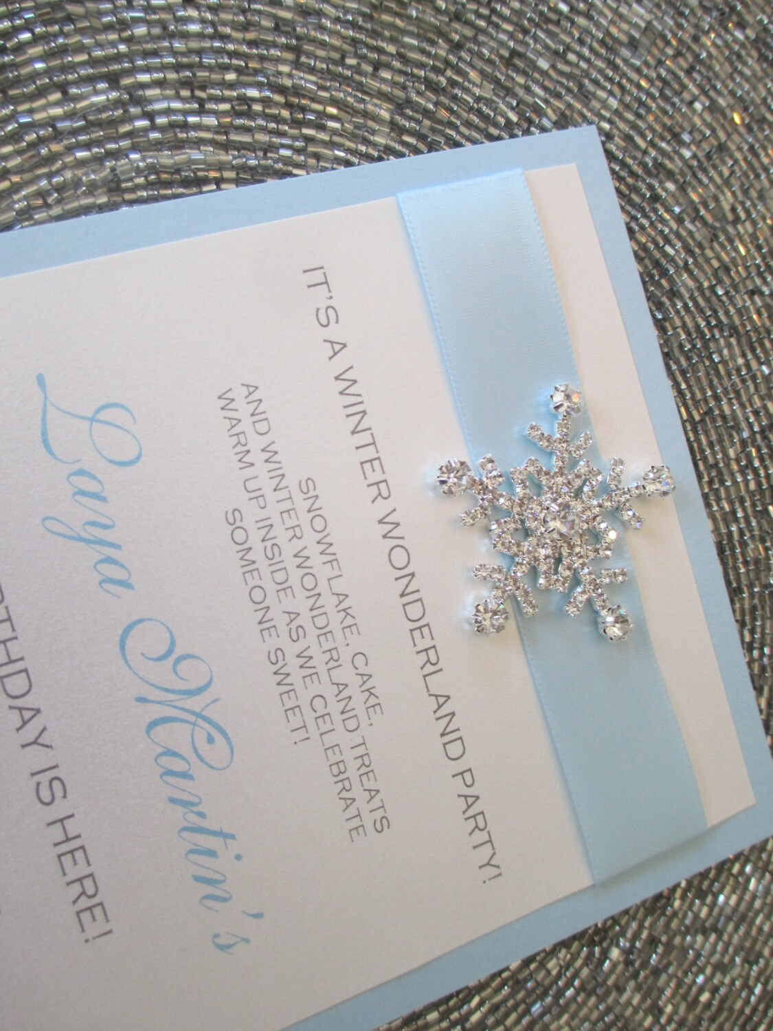 Baby Blue Winter Snowflake Invitation | Etsy