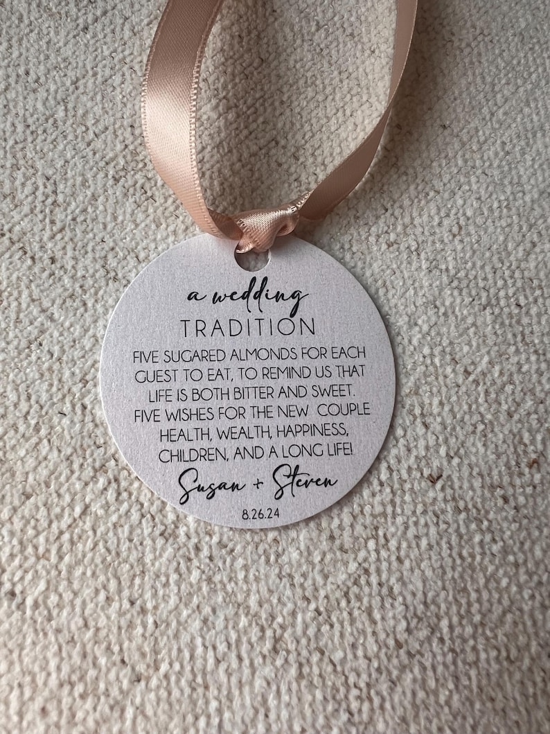 Jordan Almond Wedding Favor Tags With Sage Green Ribbon: Italian ...