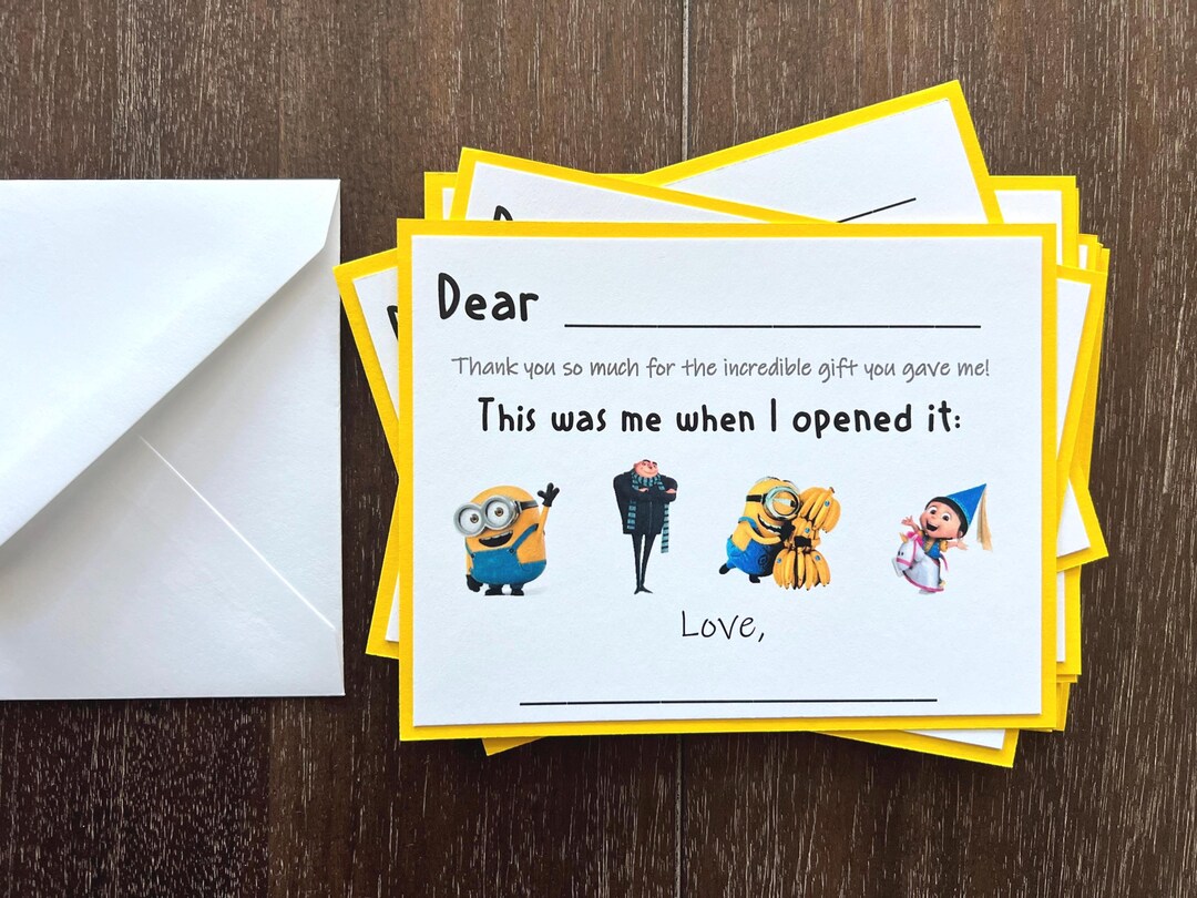 Kids Minion Stationery Set - Fill-in-the-blank Note Cards - Etsy