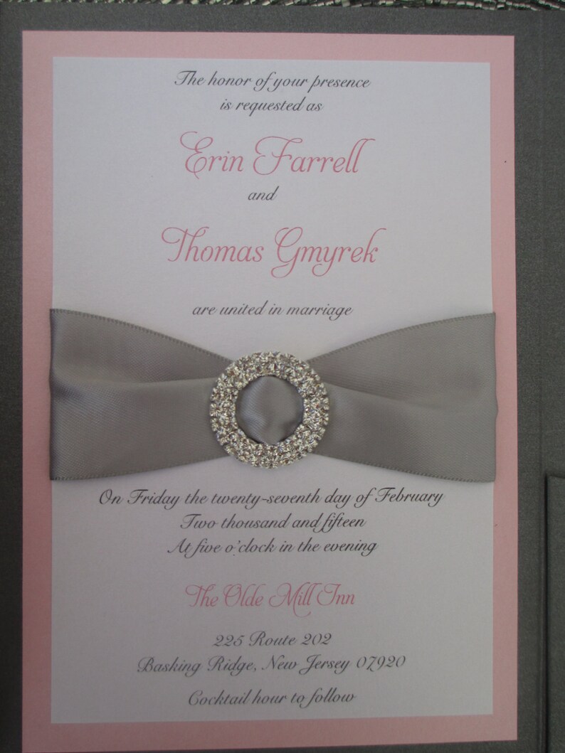 Pink and Grey Wedding Invitation - Etsy