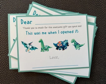 Kids Fill in the Blank Thank You Cards With Dinosaurs Fill in ...