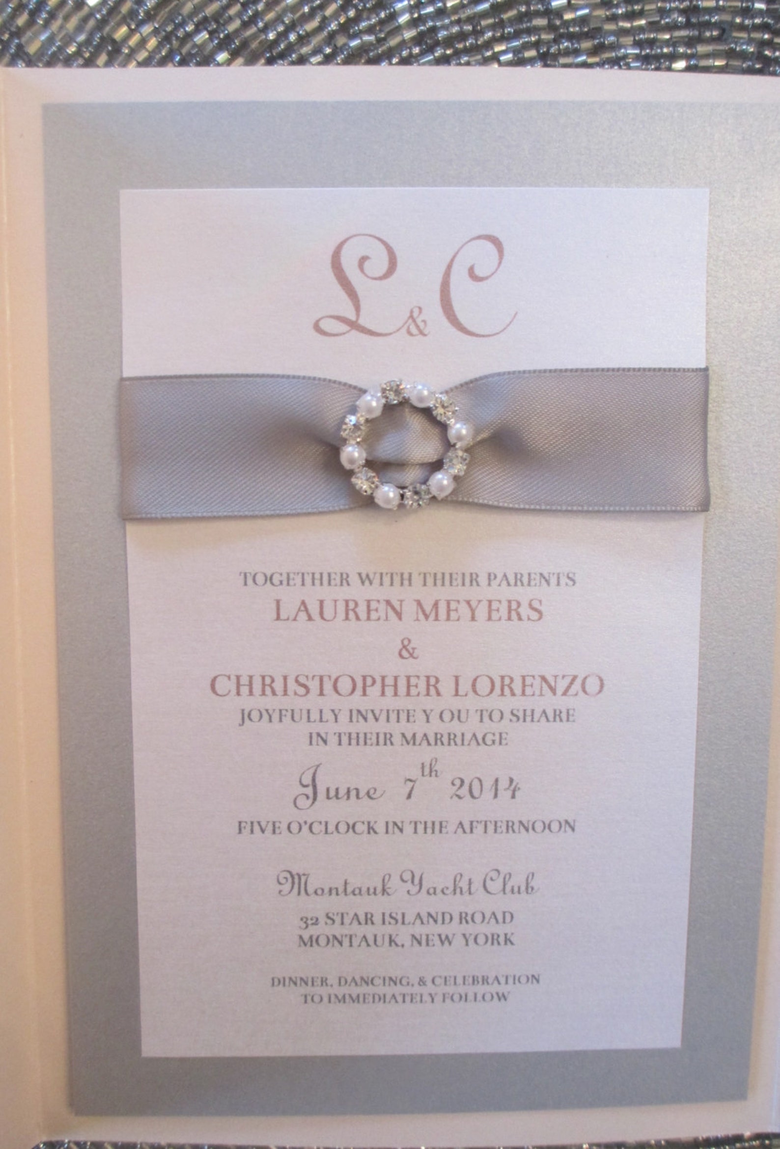 Chic Pink and Gray Wedding Invitation Crystal Pearl Slider - Etsy