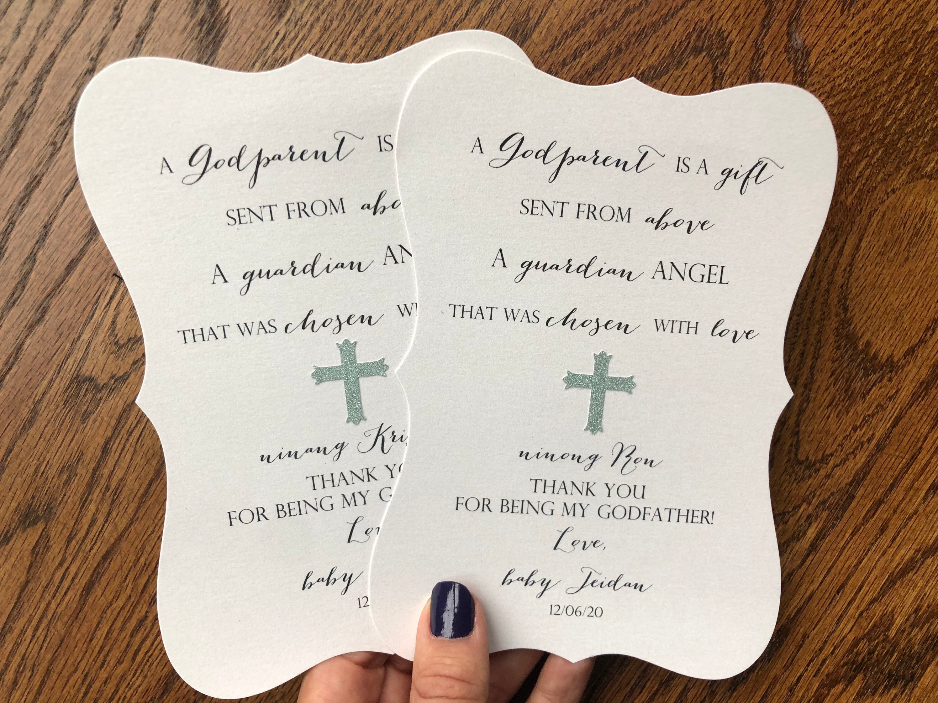 Thank You Card Baptism Christening First Communion Silver Thank You Card Baptism Christening First Communion Silver